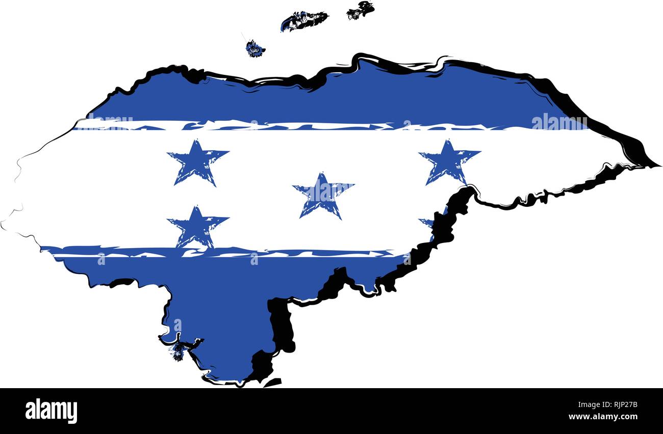Map of Honduras with flag Stock Vector Image & Art - Alamy