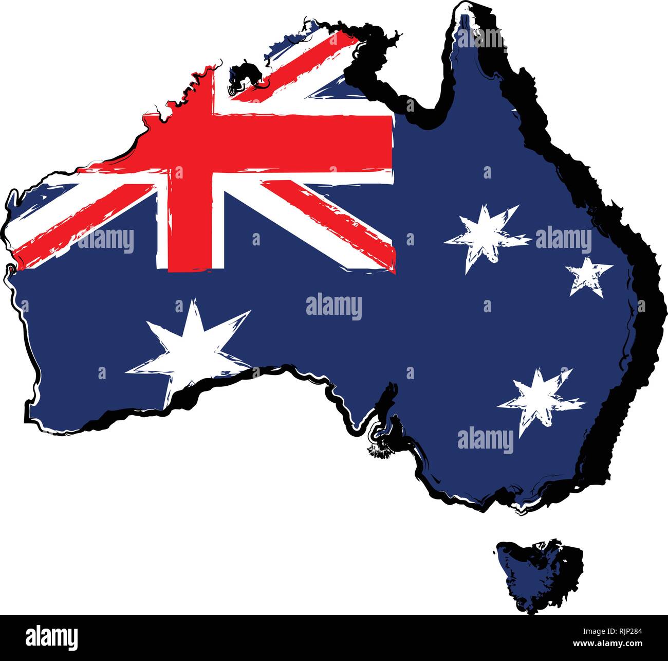 Map of Australia with flag Stock Vector Image & Art - Alamy
