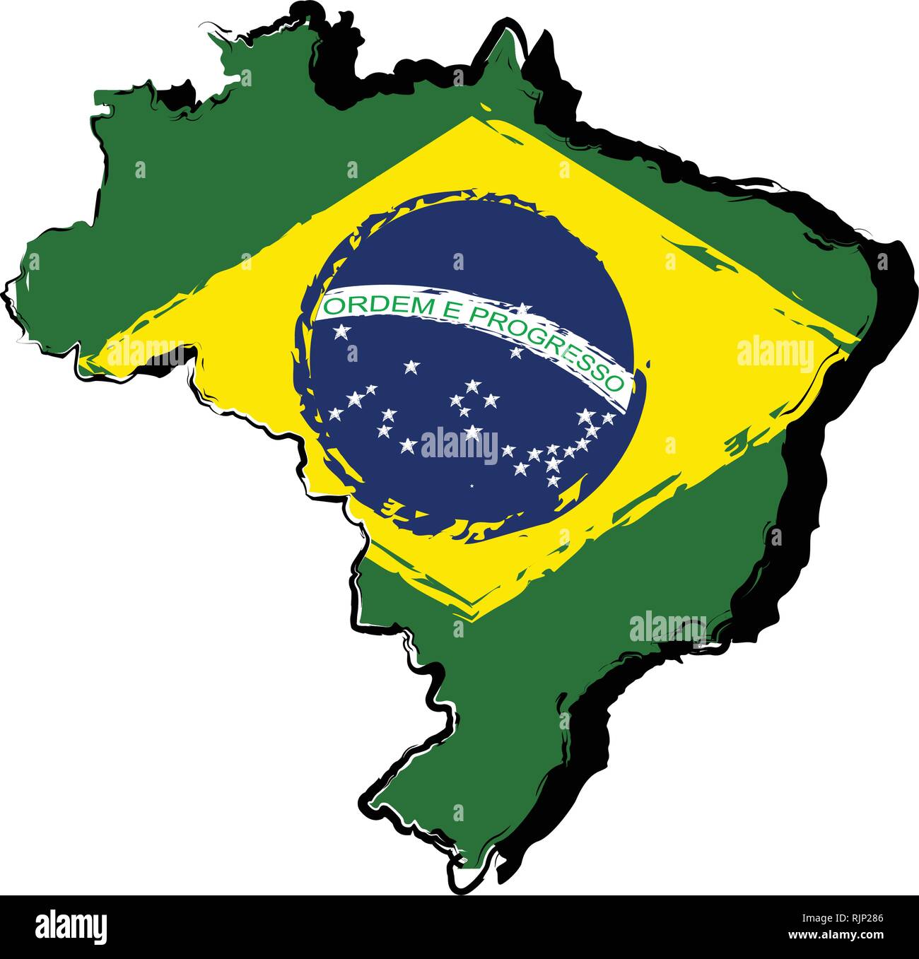 Map of Brazil with flag Stock Vector Image & Art - Alamy