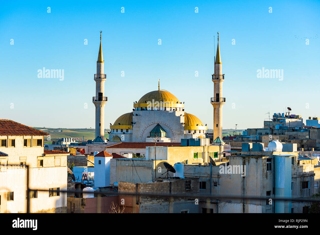 Amazing view of the beautiful Mosque of Jesus Christ illuminated at ...