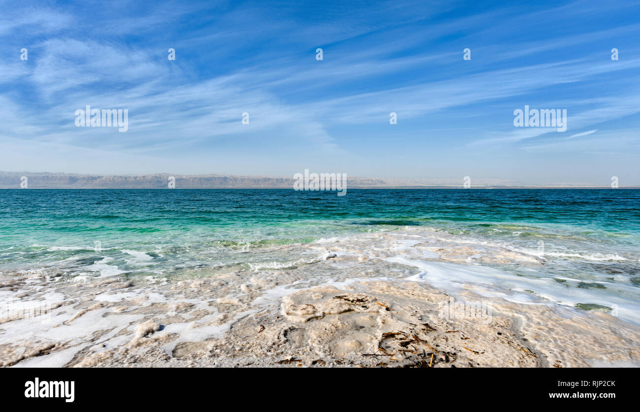 Beautiful view of the Dead Sea seen from the Israeli border Stock Photo ...