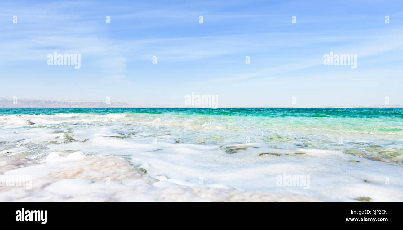 Beautiful view of the Dead Sea seen from the Israeli border Stock Photo ...