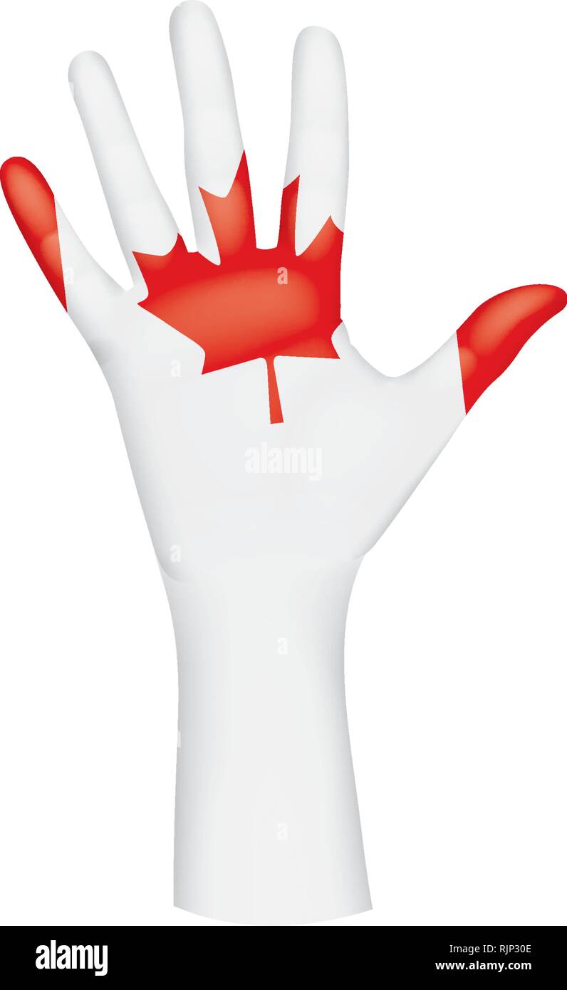 Canada flag and hand on white background. Vector illustration Stock ...