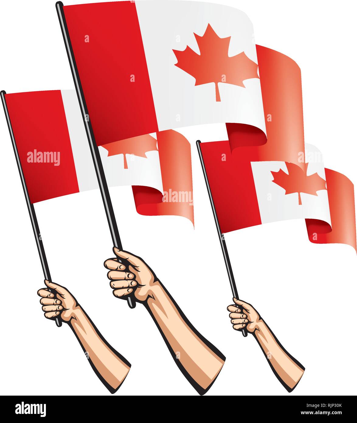 Canada flag and hand on white background. Vector illustration Stock ...