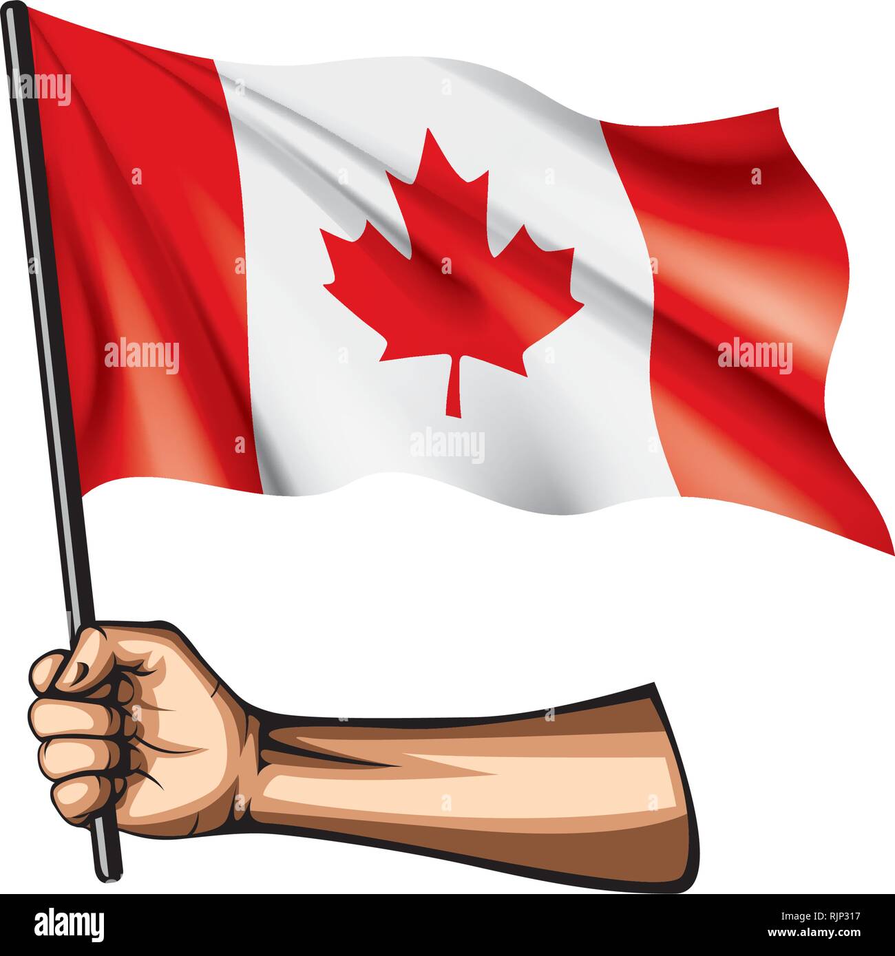 Canada flag and hand on white background. Vector illustration Stock ...