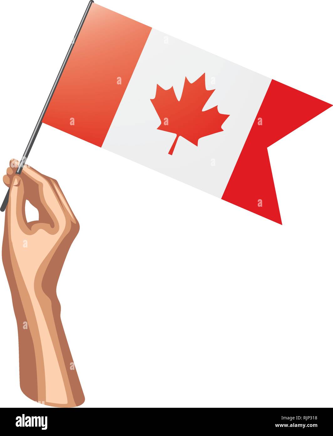 Canada flag and hand on white background. Vector illustration Stock ...