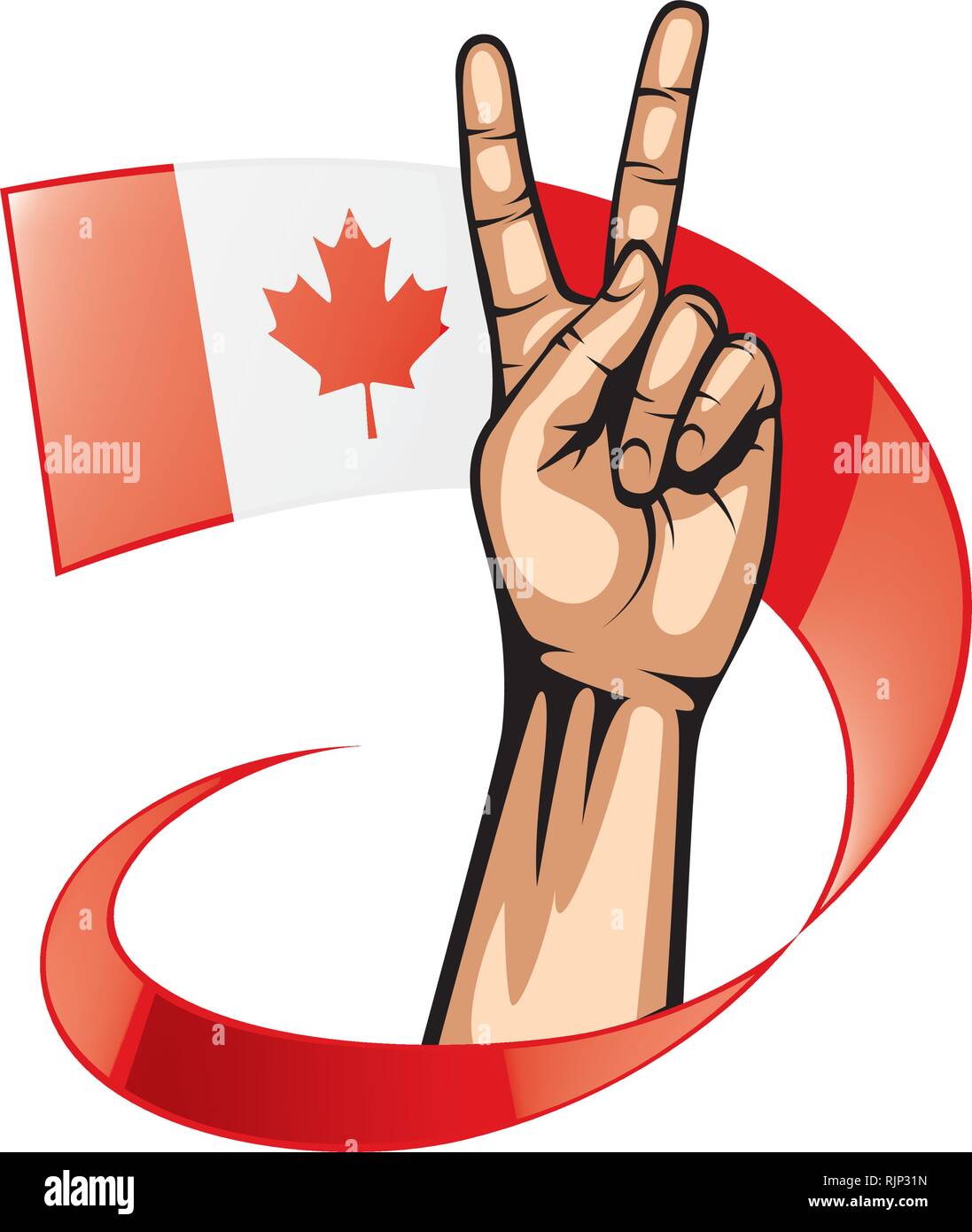Canada flag and hand on white background. Vector illustration Stock ...