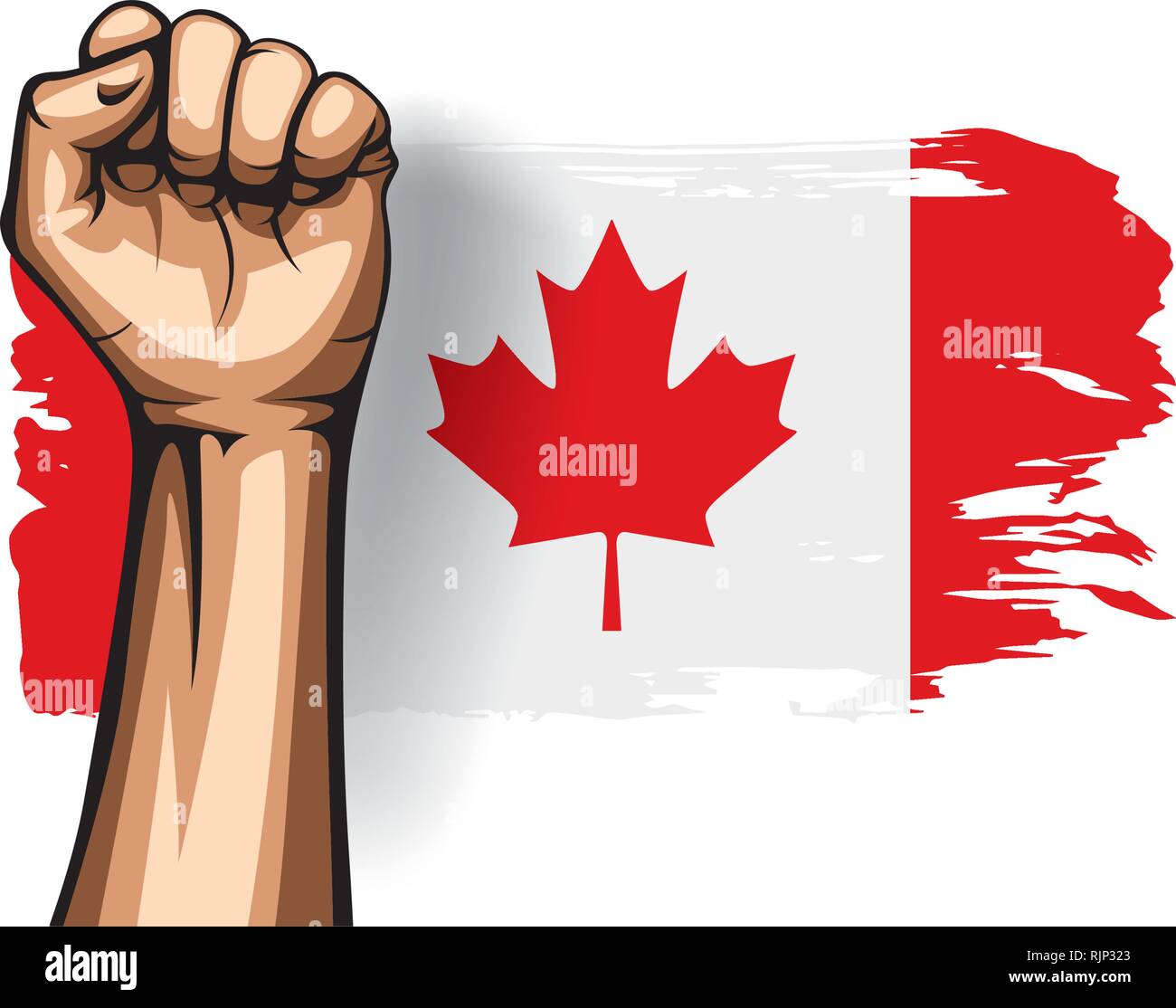 Canada flag and hand on white background. Vector illustration Stock ...