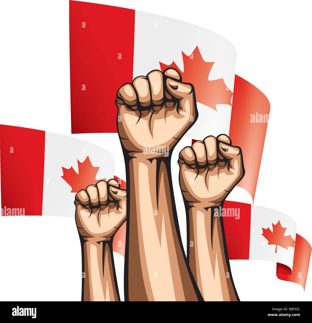 Canada flag and hand on white background. Vector illustration Stock ...