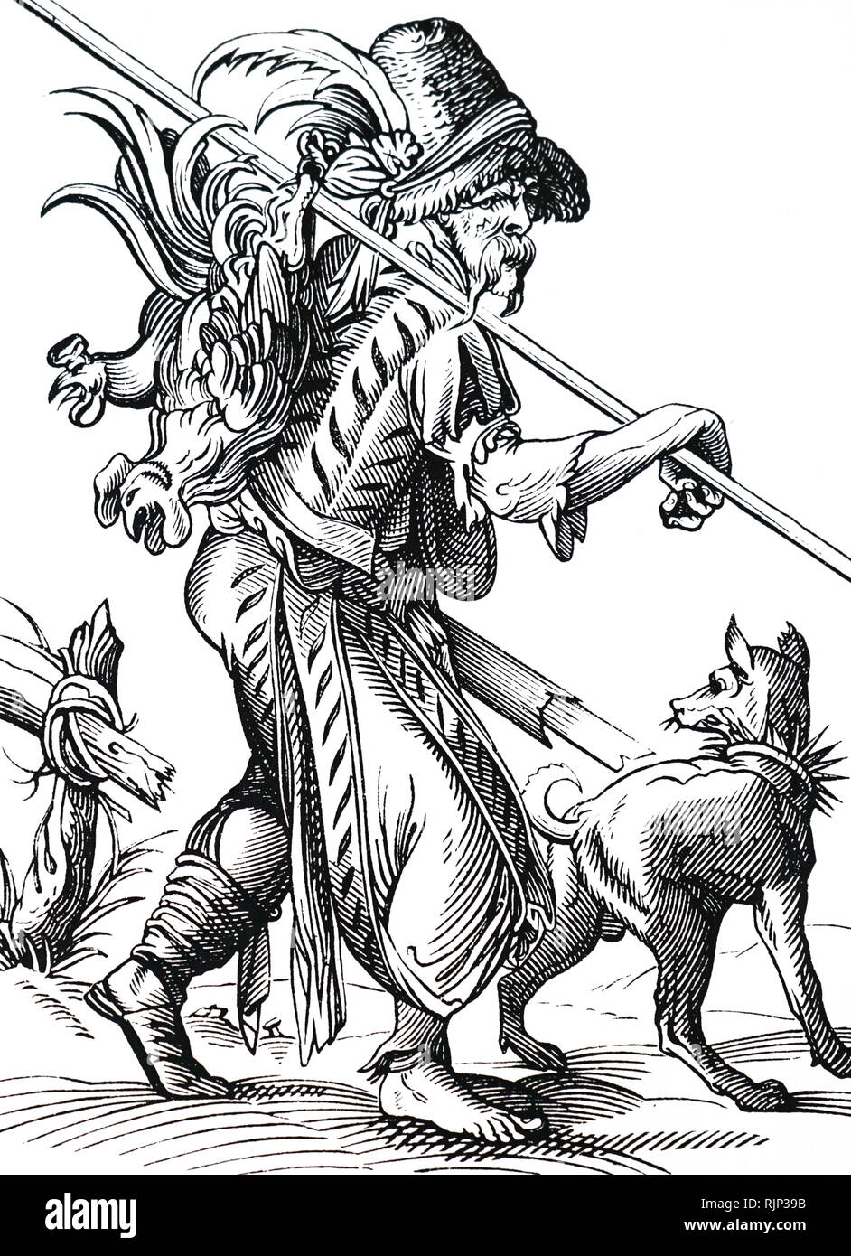 A woodcut engraving depicting the poulterer by Jost Amman. Dated 16th ...
