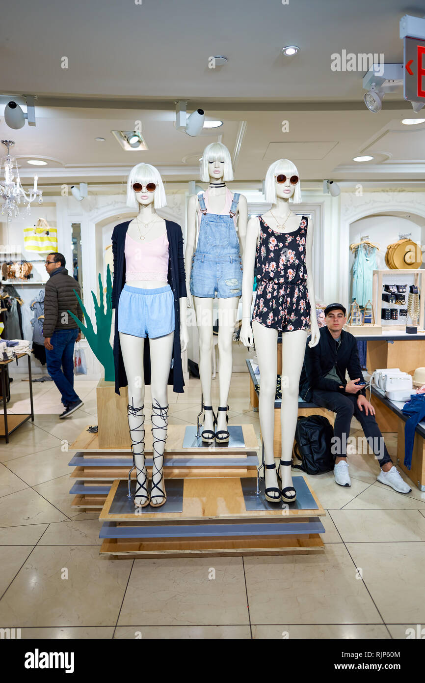 NEW YORK - MARCH 19, 2016: inside of Forever 21 in New-York. Forever 21 ...