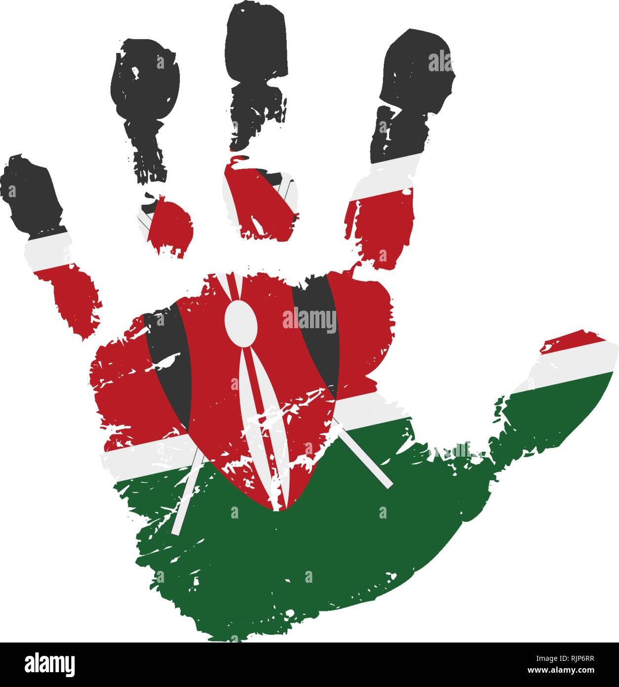 Kenya flag and hand on white background. Vector illustration Stock ...