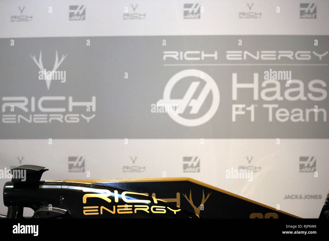 A general view of the new livery during the Rich Energy Haas F1 Team ...