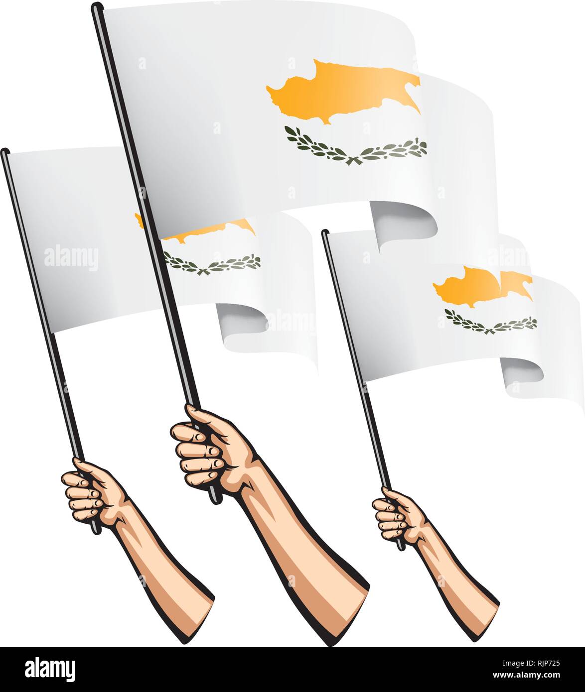 Cyprus flag and hand on white background. Vector illustration Stock ...