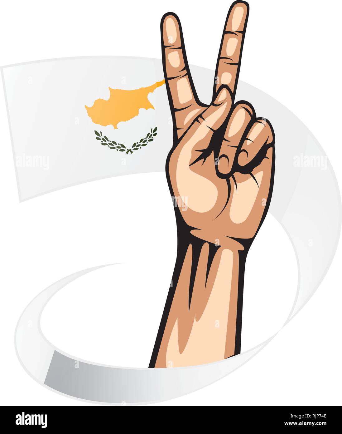 Cyprus flag and hand on white background. Vector illustration Stock ...
