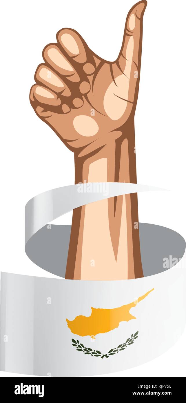 Cyprus flag and hand on white background. Vector illustration Stock ...