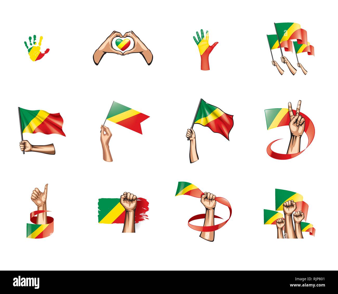 Congo flag and hand on white background. Vector illustration Stock ...