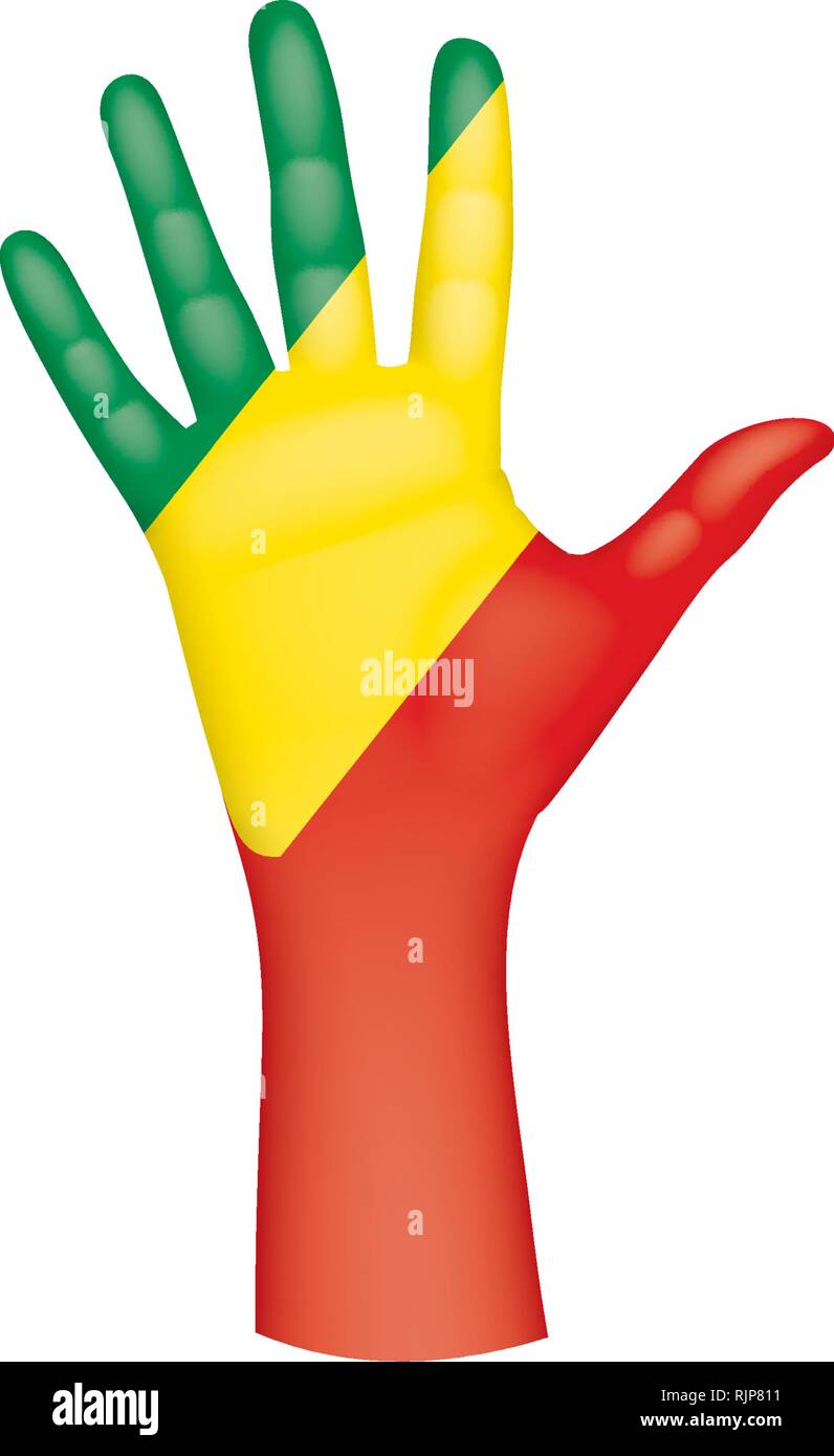 Congo flag and hand on white background. Vector illustration Stock ...