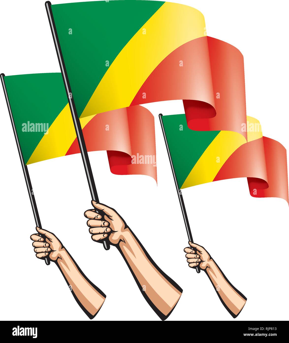 Congo flag and hand on white background. Vector illustration Stock ...
