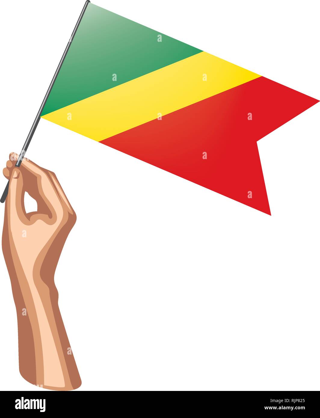 Congo flag and hand on white background. Vector illustration Stock ...