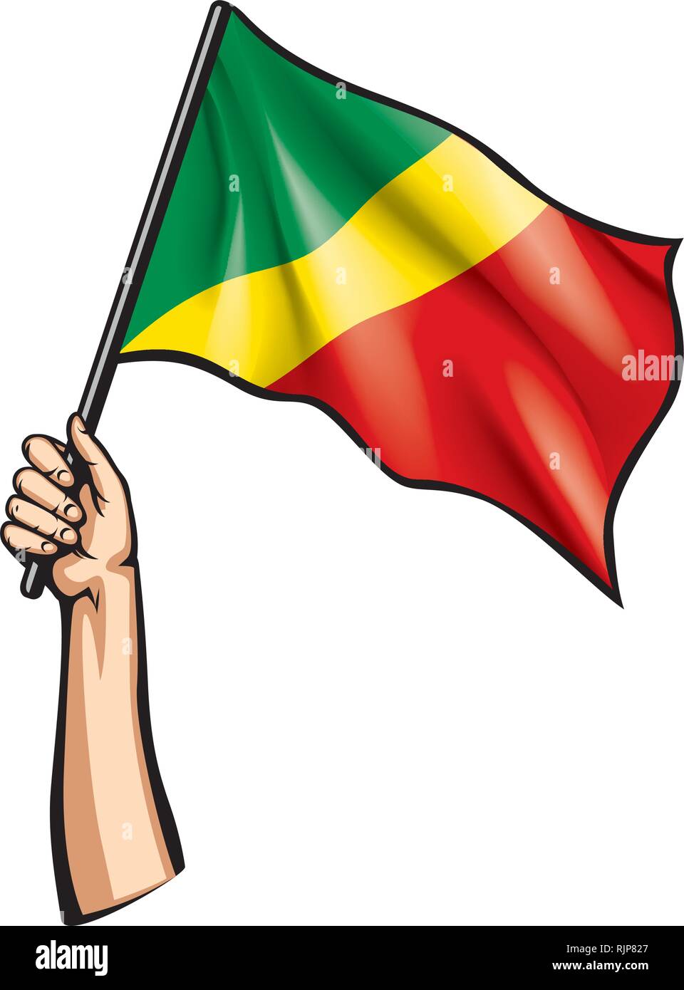 Congo flag and hand on white background. Vector illustration Stock ...