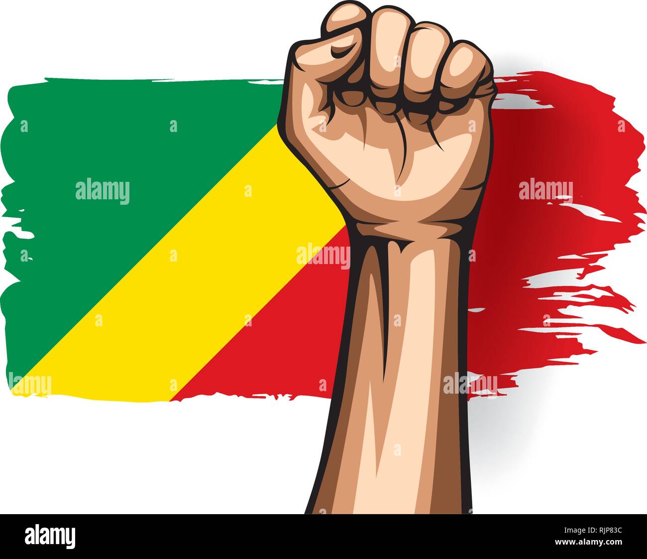 Congo flag and hand on white background. Vector illustration Stock ...