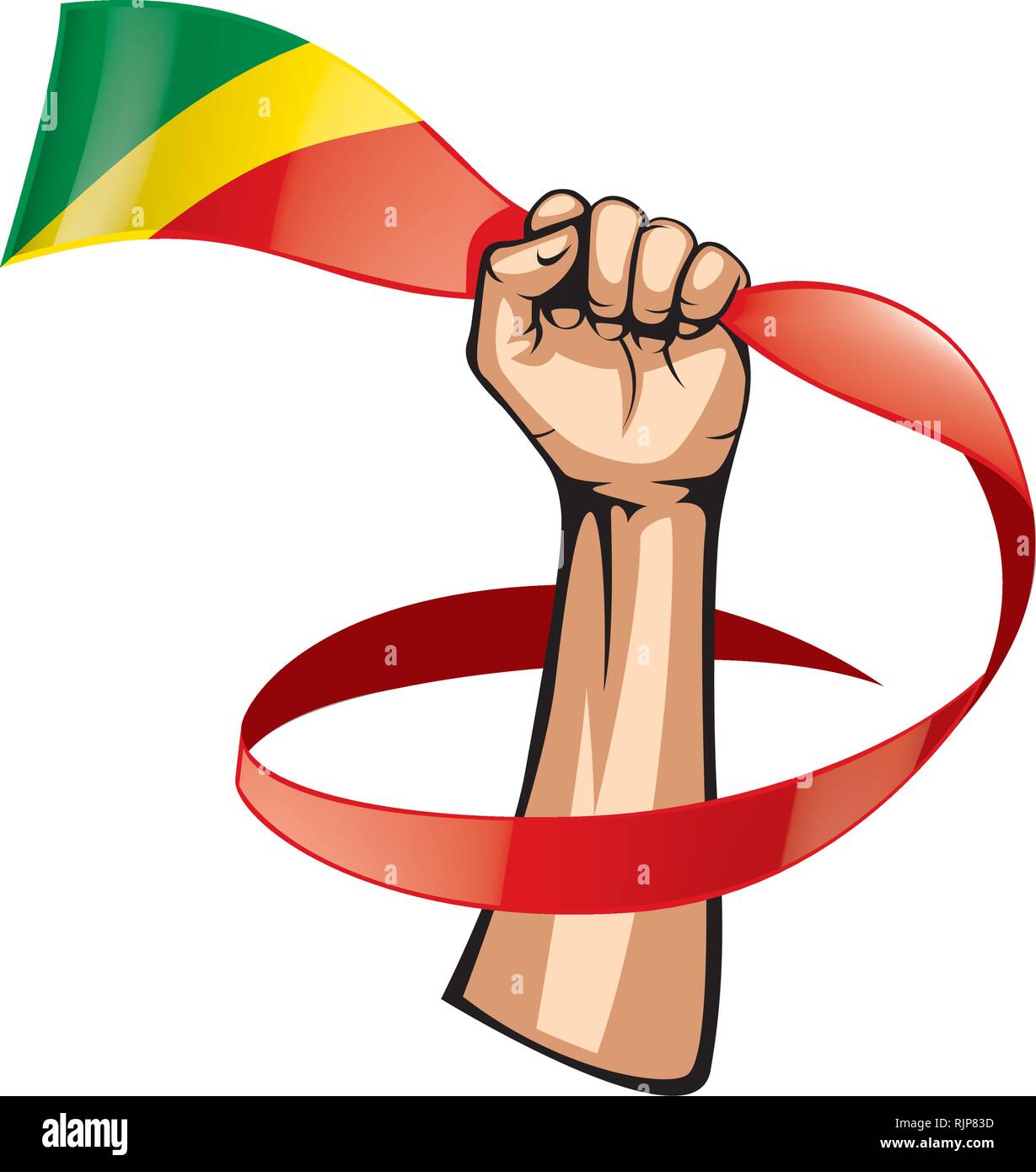 Congo flag and hand on white background. Vector illustration Stock ...