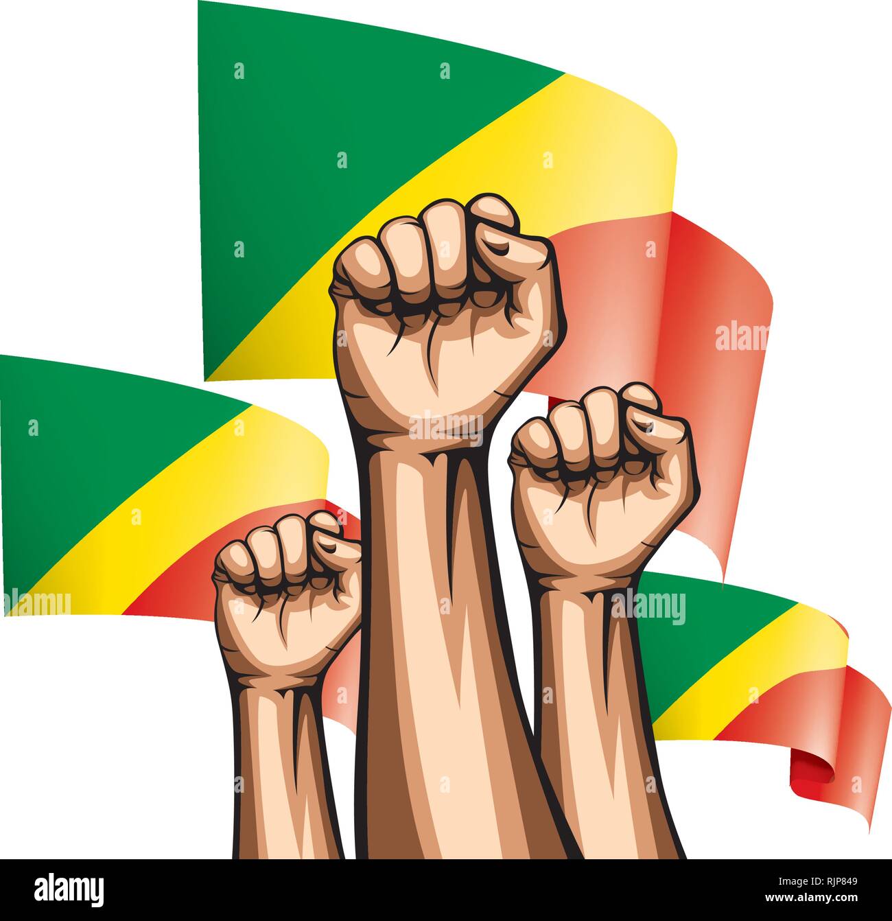 Congo flag and hand on white background. Vector illustration Stock ...