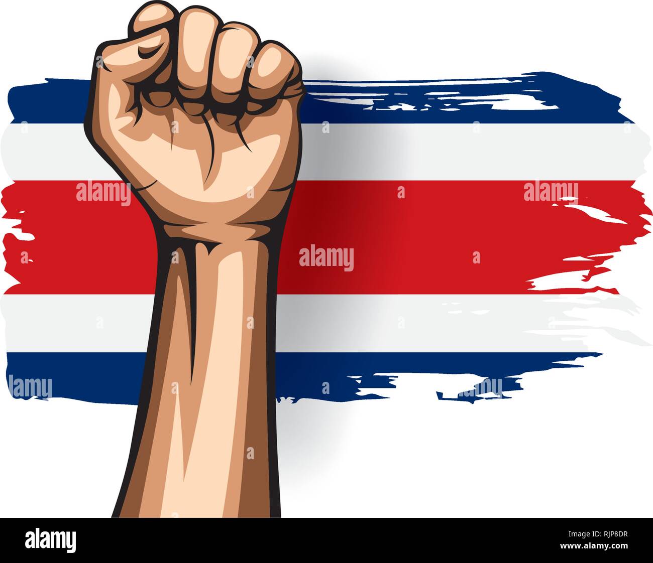 Costa Rica flag and hand on white background. Vector illustration Stock ...