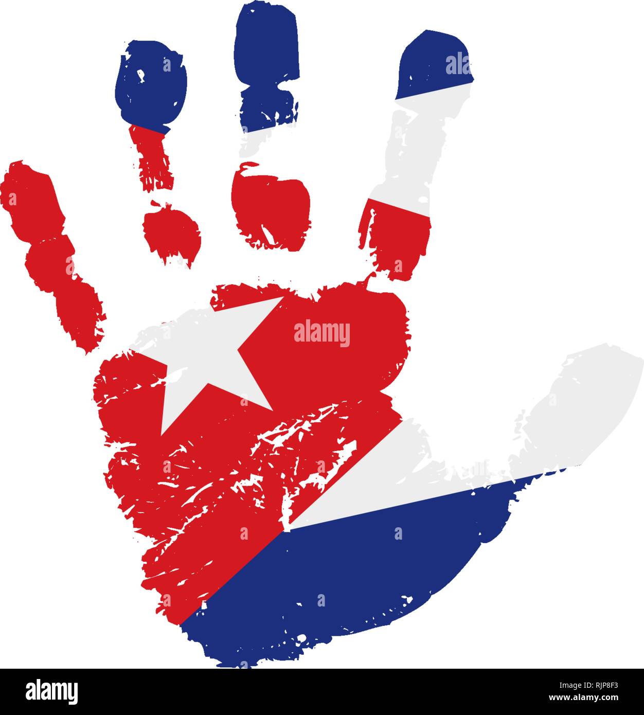 Cuba flag and hand on white background. Vector illustration Stock ...