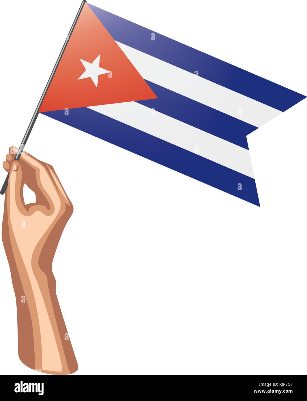 Cuba flag and hand on white background. Vector illustration Stock ...