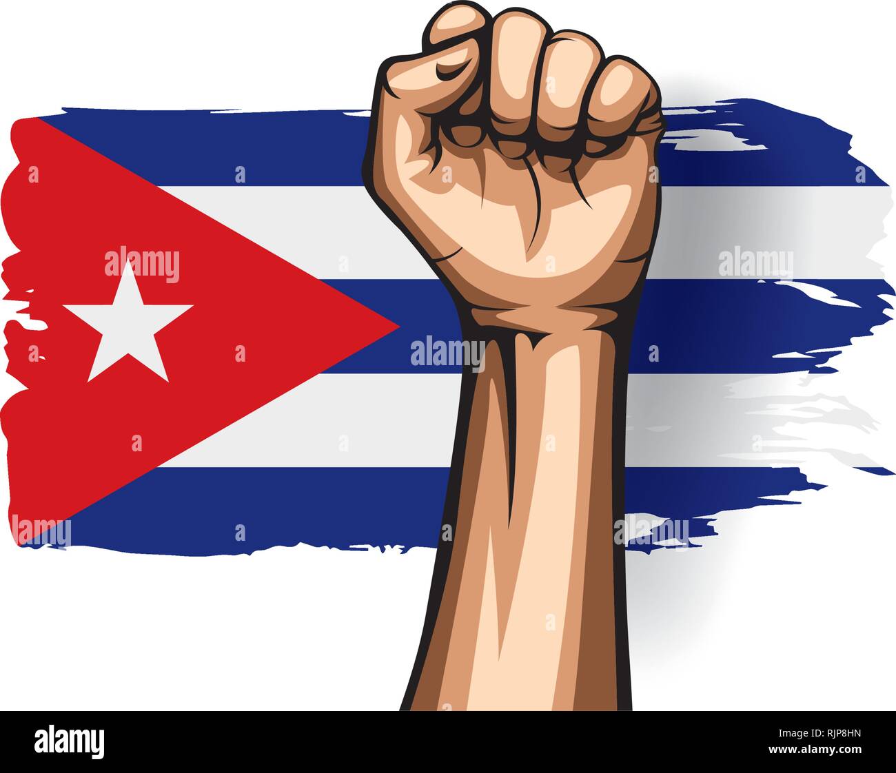 Cuba flag and hand on white background. Vector illustration Stock ...