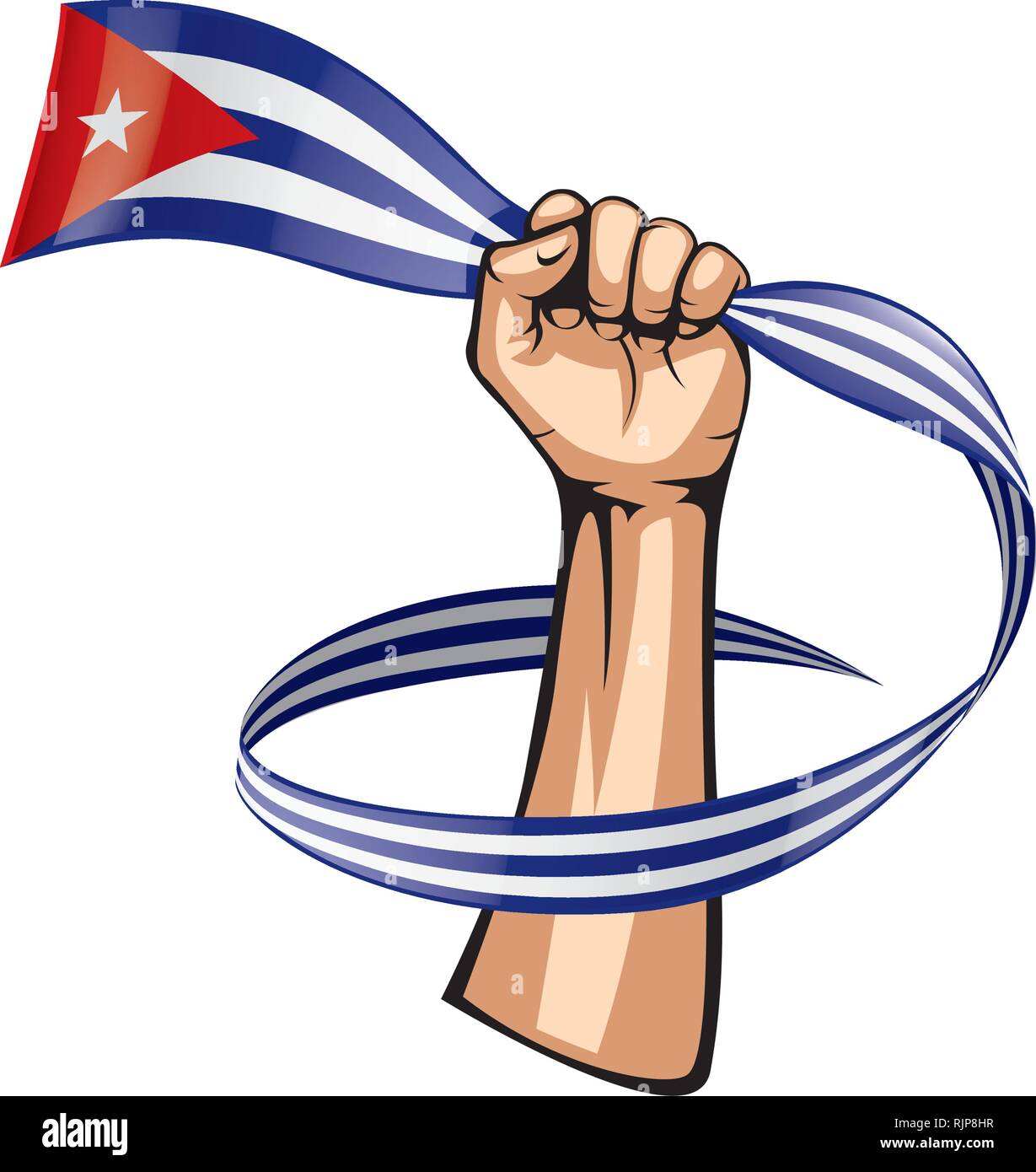 Cuba flag and hand on white background. Vector illustration Stock ...