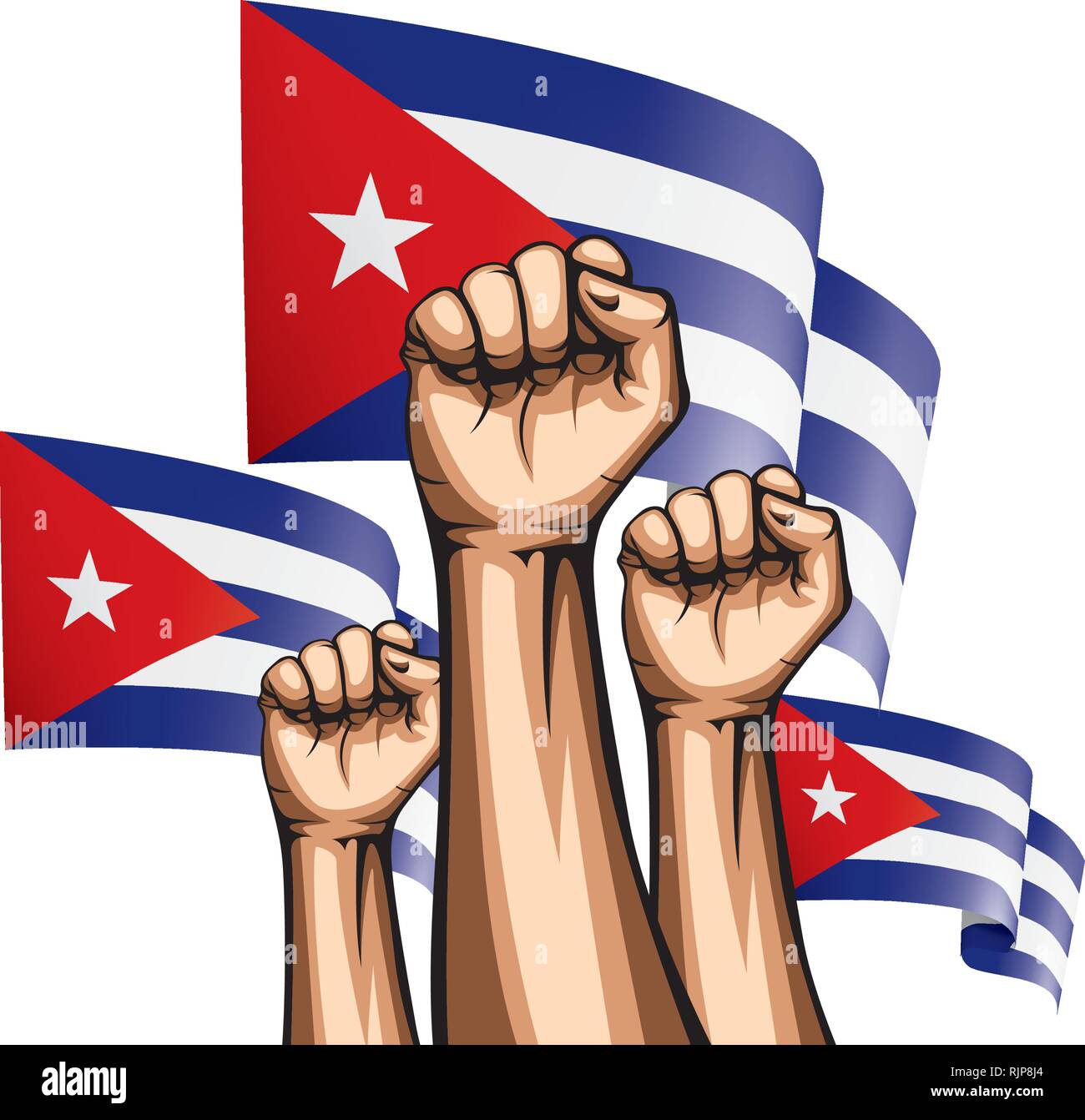Cuba flag and hand on white background. Vector illustration Stock ...