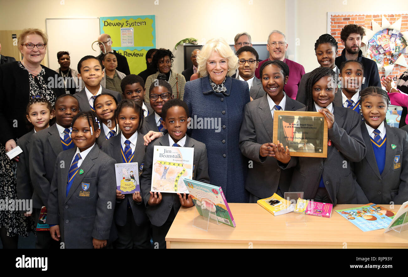 The Duchess of Cornwall with school children during her visit to St ...