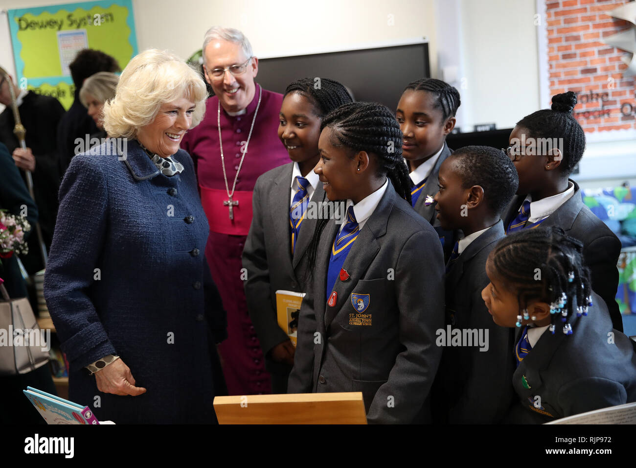 The Duchess of Cornwall with school children during her visit to St ...