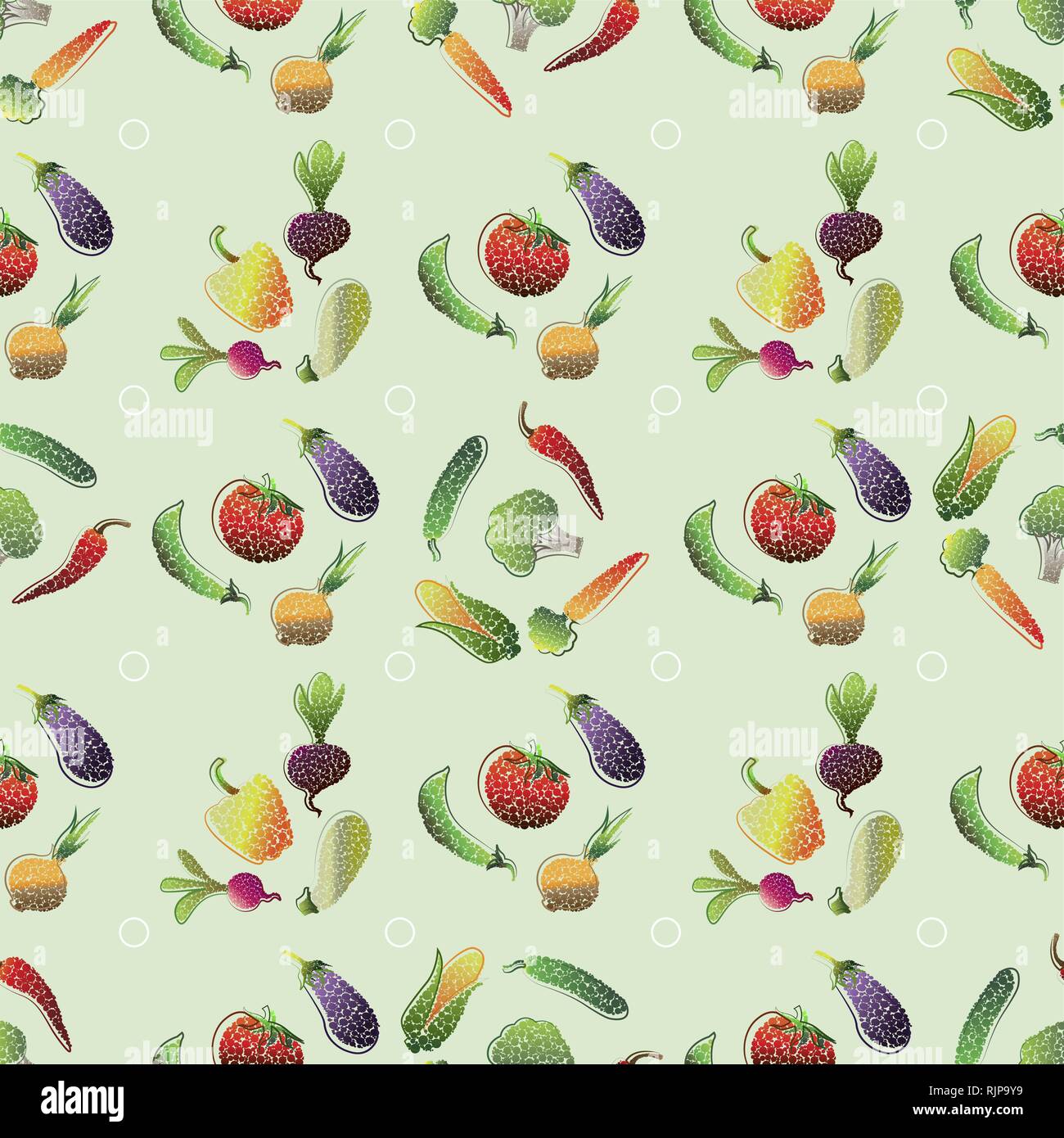Vegetables seamless pattern. Fresh vegetarian healthy food. Eco farmer ...