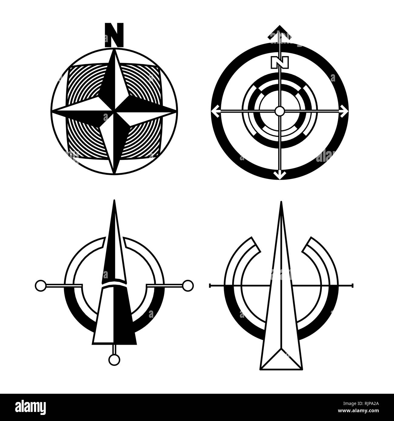 Vector Set Of Orientation Icons Orientation Of The Main Directions For The Compass Maps