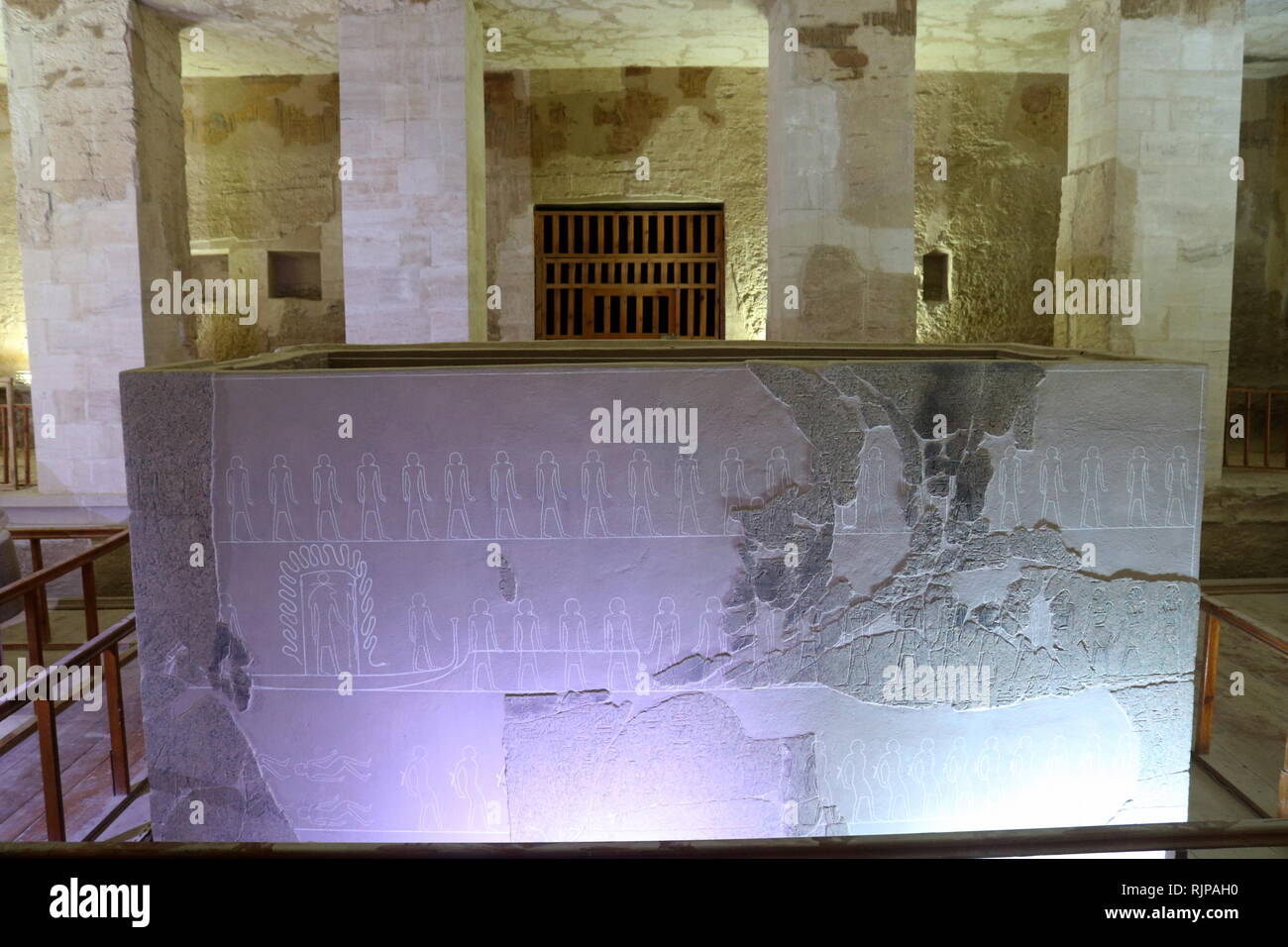 A photograph taken within Tomb KV8, located in the Valley of the Kings ...
