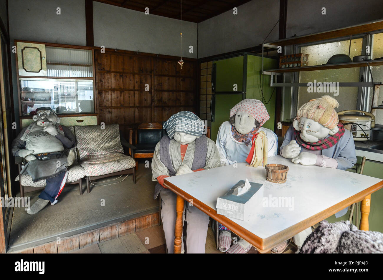 Life-size dolls in Nagoro Village in Shikoku, Japan. Made as part of an ...
