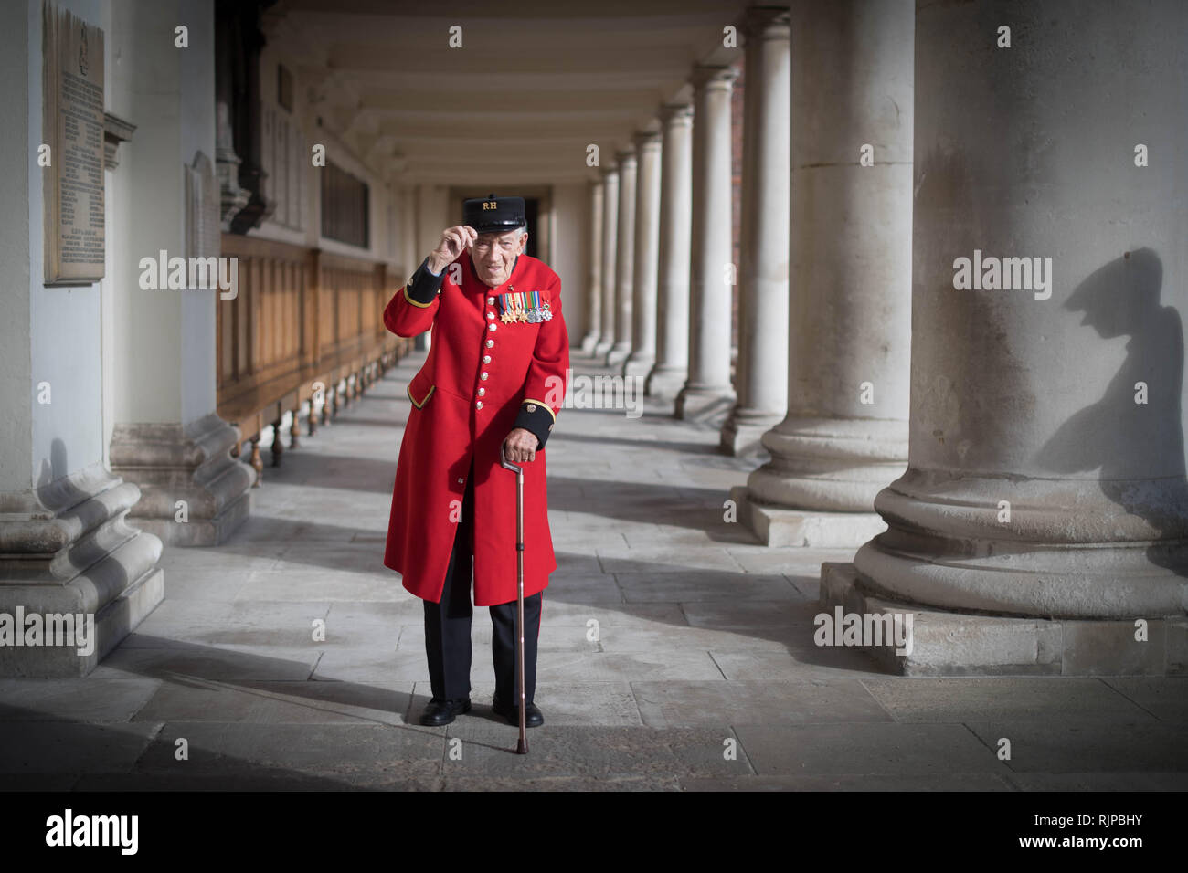Chelsea Pensioner and D-Day Veteran, 95 year old George Skipper poses ...