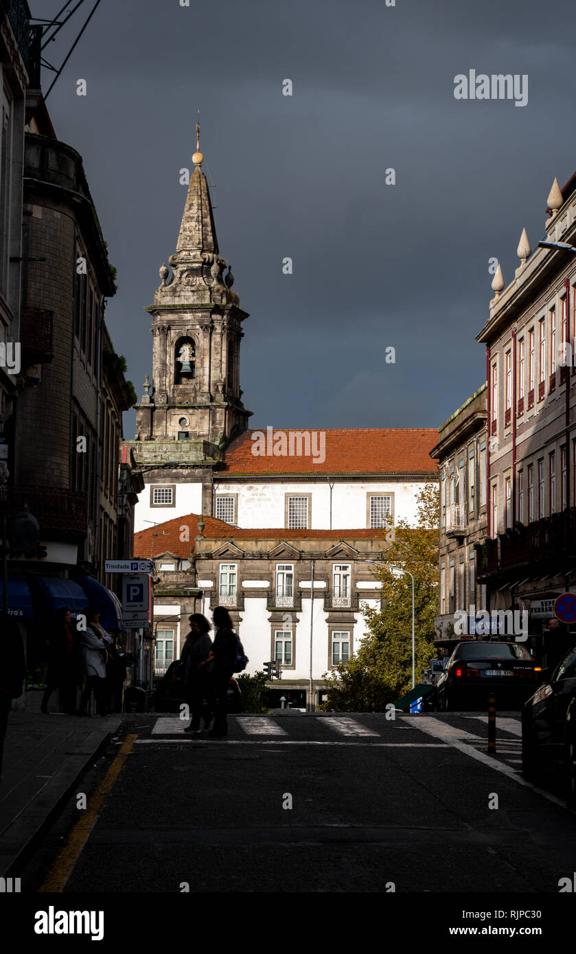 street of porto city of portugal after the rain storm Stock Photo - Alamy