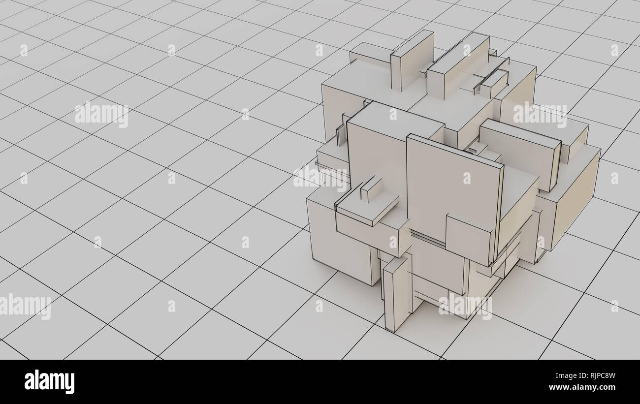 Abstract 3d object consisting of cubes. White background Stock Photo ...