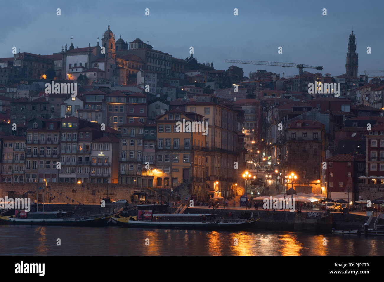 city of porto at night with his colorfull and traditional house Stock ...