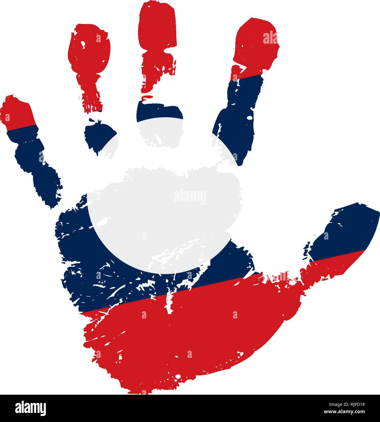 Laos flag and hand on white background. Vector illustration Stock ...
