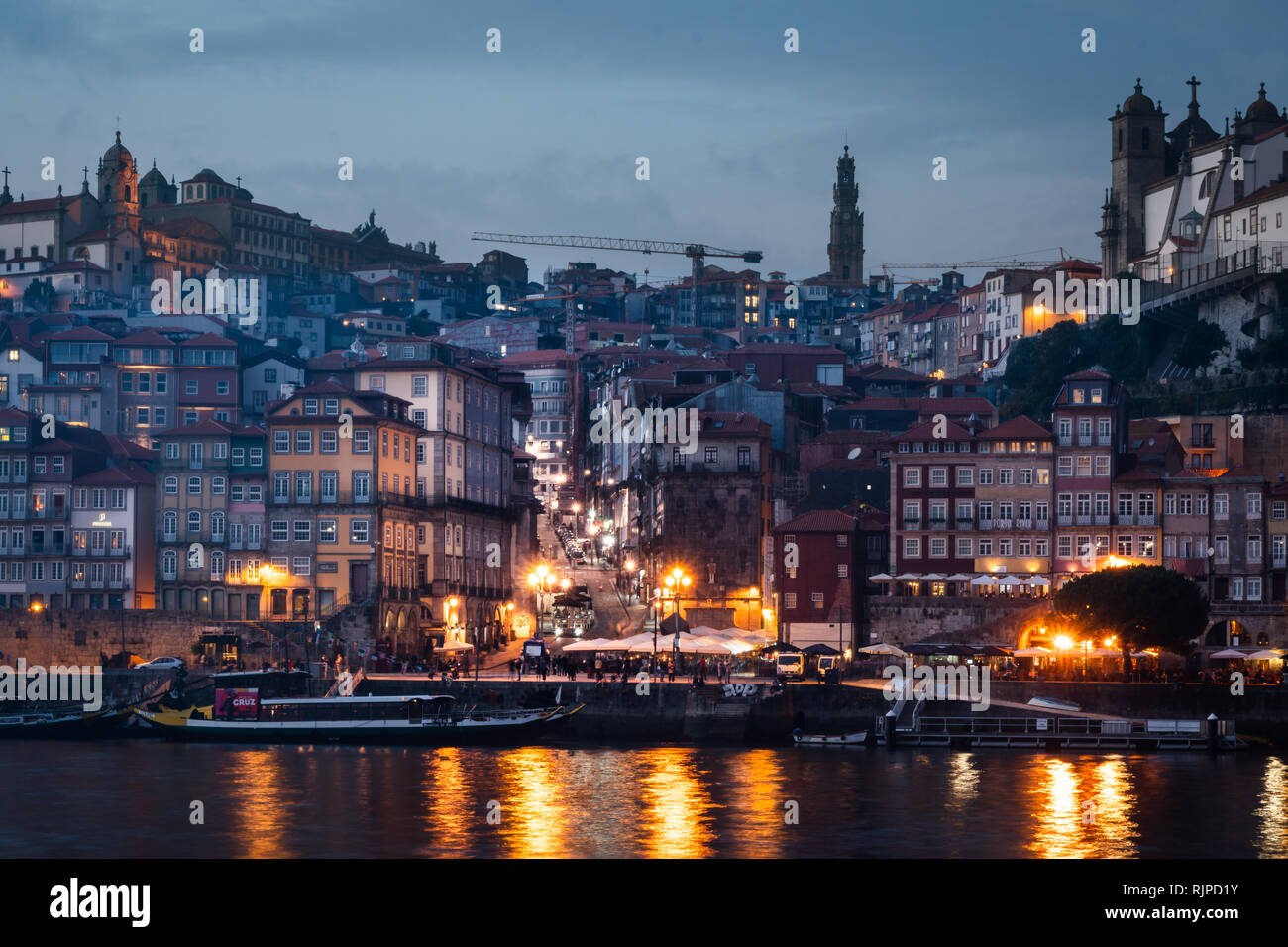 city of porto at night with his colorfull and traditional house Stock ...