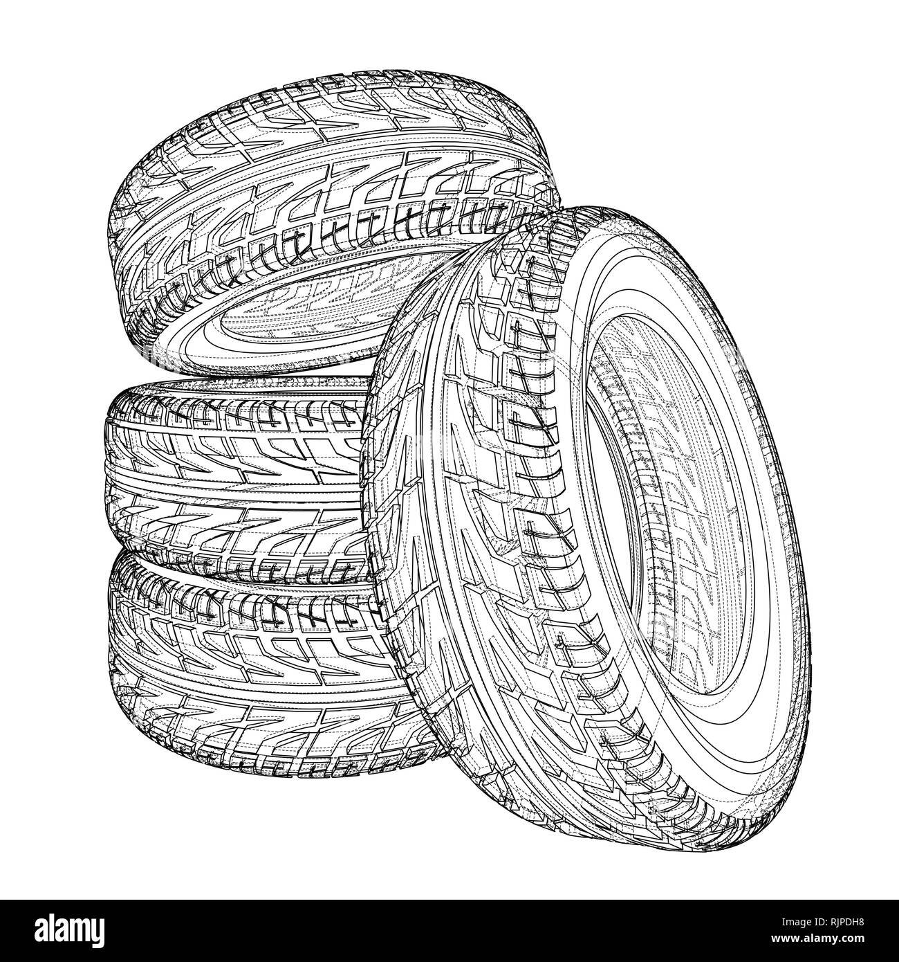 Car tires concept. Vector rendering of 3d Stock Vector Image & Art - Alamy