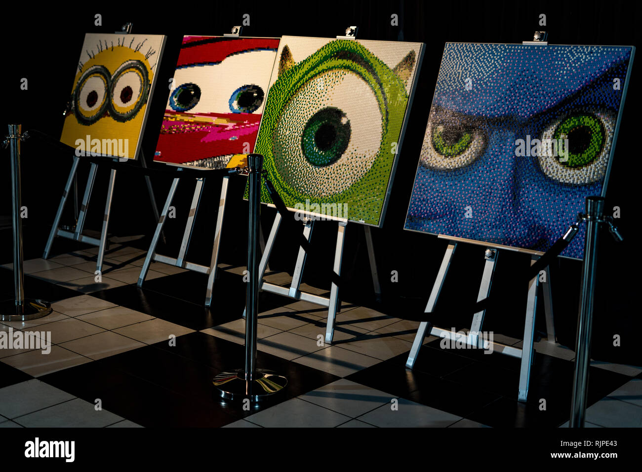 A collection of Lego mosaics depicting eyes of different animation ...