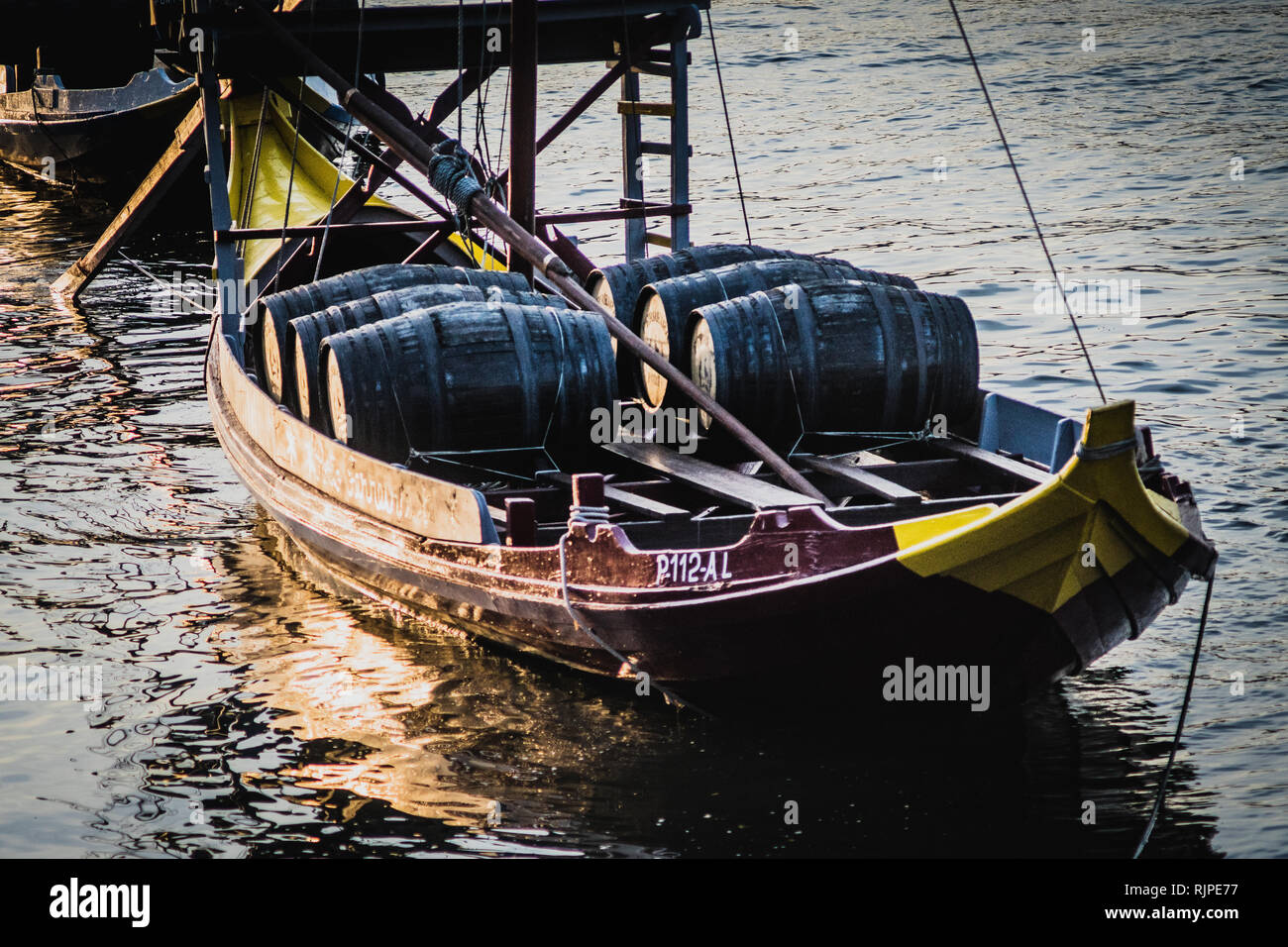 Rabelo boats, port wine boats on the Rio Douro, Douro River Stock Photo ...