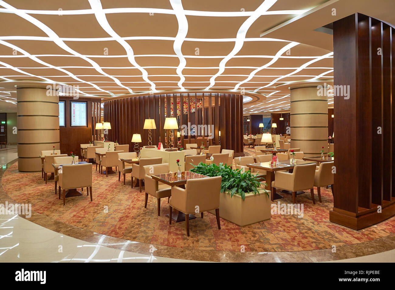DUBAI, UAE - MARCH 31, 2015: interior of Emirates first class lounge ...
